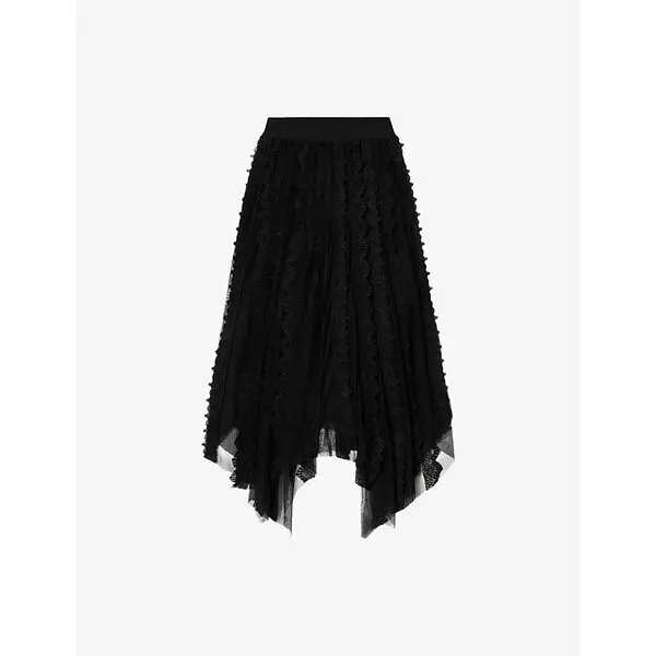 ALLSAINTS Vashtie Lace-panel Tulle Maxi Skirt - Black