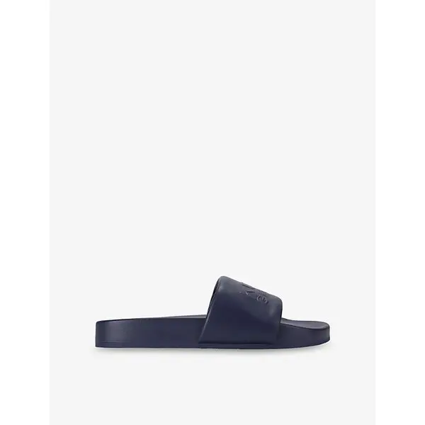 Kurt Geiger Stacked Faux-leather Slides - Navy