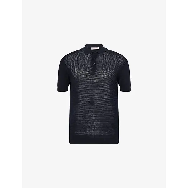 Orlebar Brown Burnham Textured-pattern Cotton-and-silk Polo Shirt