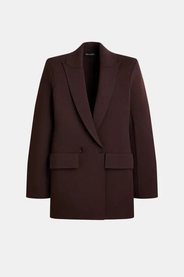 Scanlan Theodore Crepe Knit Tailored Blazer - Chocolate