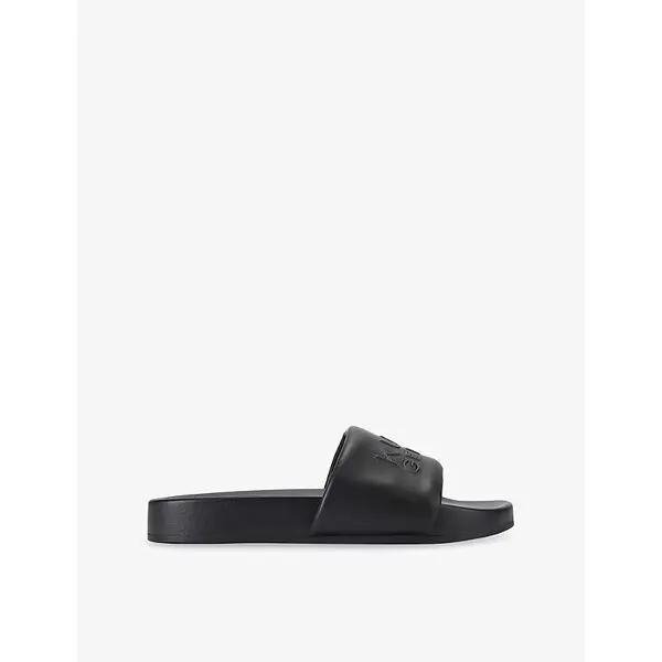 Kurt Geiger Stacked Faux-leather Slides - Black