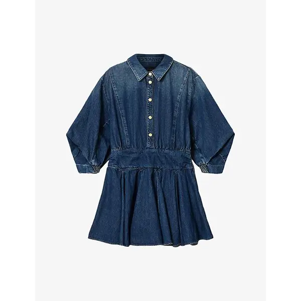 ALLSAINTS Arlo Button-down Denim Mini Dress - Mid Indigo