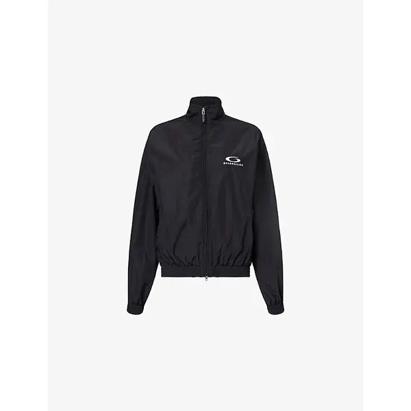 Balenciaga Logo-embroidered Cotton-blend Track Jacket - Black