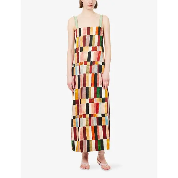 Alemais AlMais Linen-And-Silk Midi Dress - Multi | Editorialist