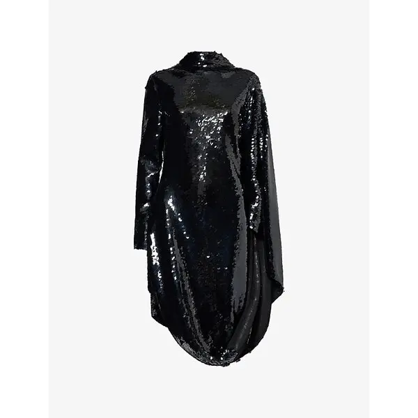 Stella McCartney Long-sleeve Sequin Draped Mini Dress