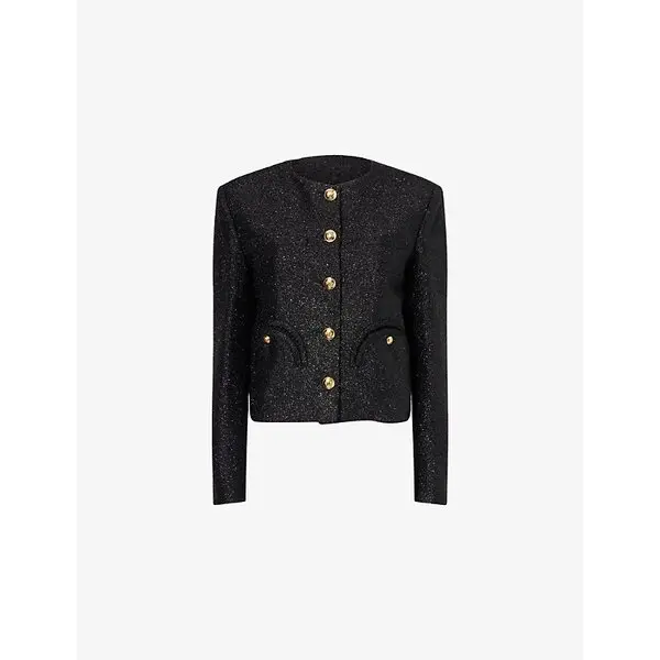 BLAZÉ MILANO Shamo Lurex Woven Bolero Jacket - Black