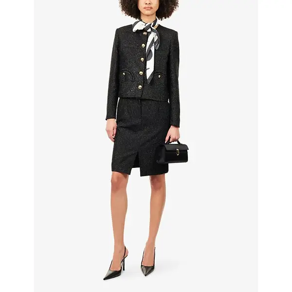 BLAZÉ MILANO Shamo Lurex Woven Bolero Jacket - Black