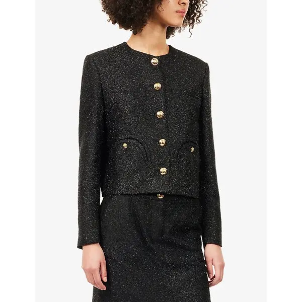BLAZÉ MILANO Shamo Lurex Woven Bolero Jacket - Black