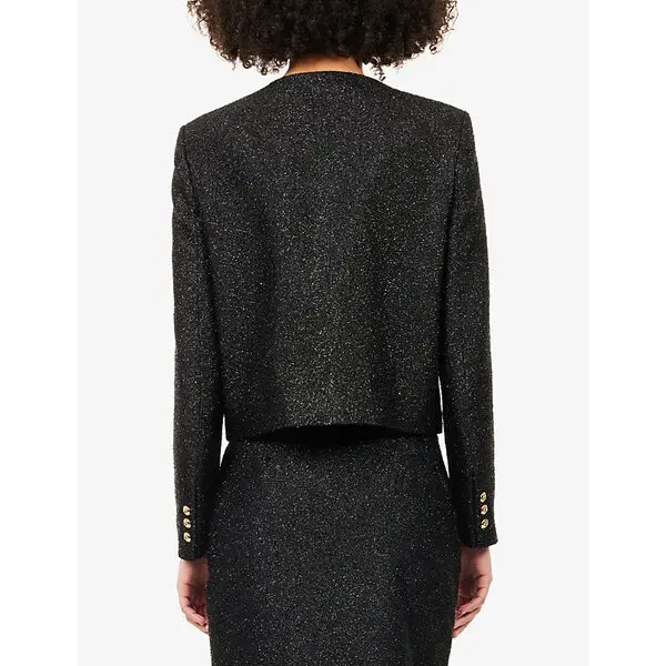 BLAZÉ MILANO Shamo Lurex Woven Bolero Jacket - Black