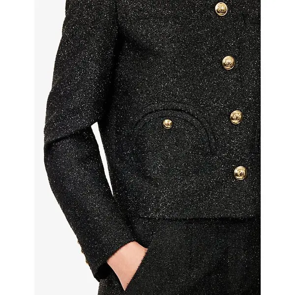 BLAZÉ MILANO Shamo Lurex Woven Bolero Jacket - Black