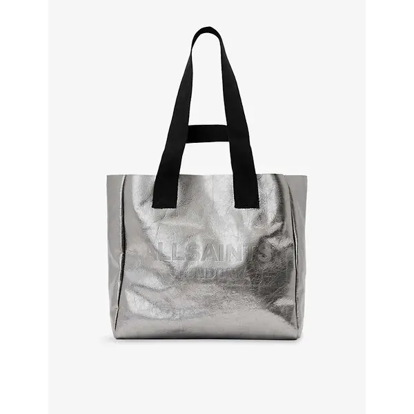 ALLSAINTS Izzy Metallic-leather Tote Bag - Gunmetal