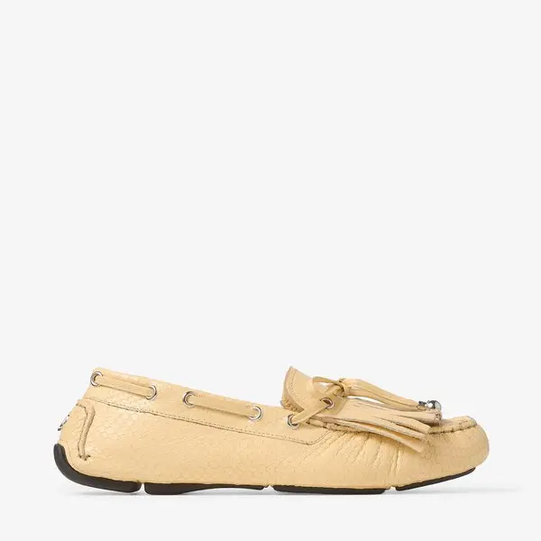 JIMMY CHOO Manon Elaphe Loafers - Corn/silver