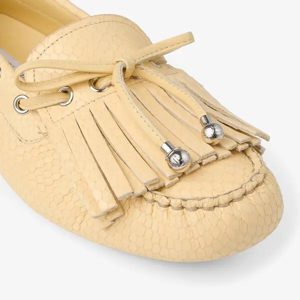 JIMMY CHOO Manon Elaphe Loafers - Corn/silver