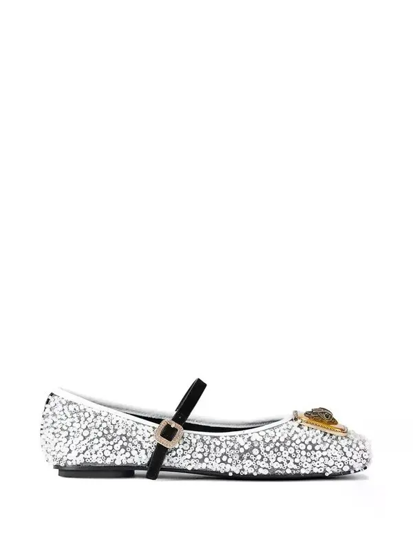 Kurt Geiger Pimlico Sequin Buckle Ballet Flats - Silver
