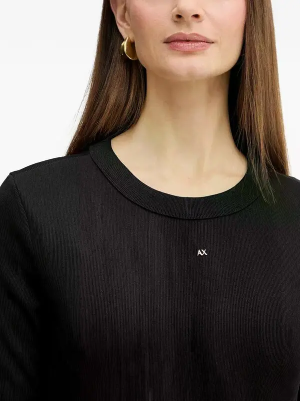 Armani Exchange Long-sleeve Ribbed Midi Dress - Black