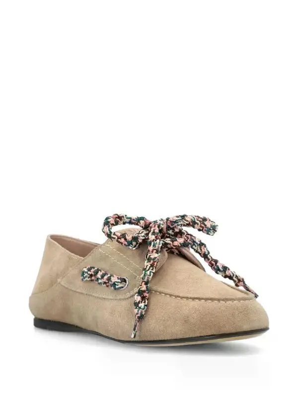 Pinko Woven Lace-up Loafers - Neutrals