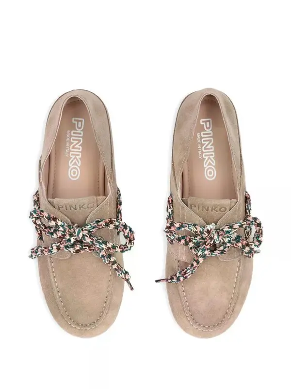 Pinko Woven Lace-up Loafers - Neutrals