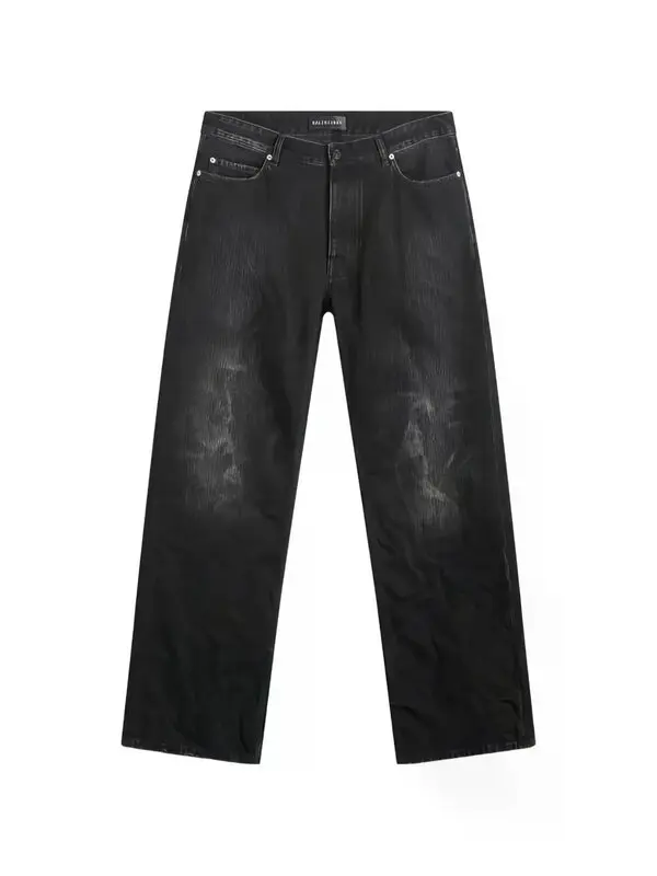 Balenciaga Distressed Wide-leg Jeans - Black