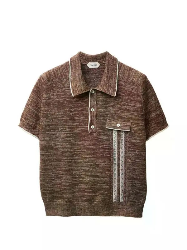 Versace Mouliné Jacquard Knit Polo