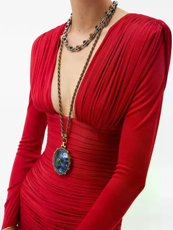 Versace Draped Silk Crêpe Jersey Midi Dress