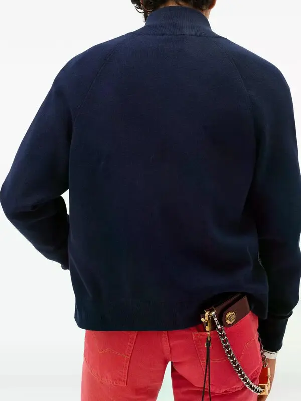 Versace Embroidered Jacquard Cotton Knit Zip Sweatshirt