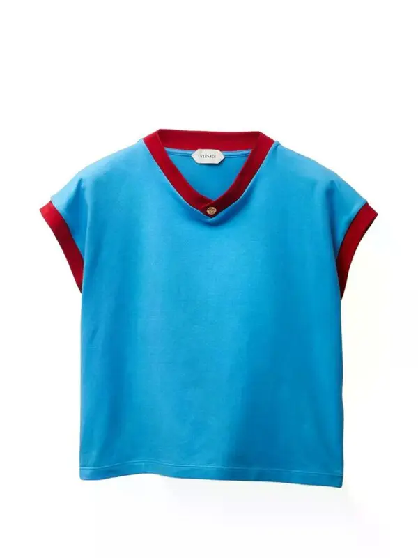 Versace Stretch Cotton-jersey Slim T-shirt - Blue