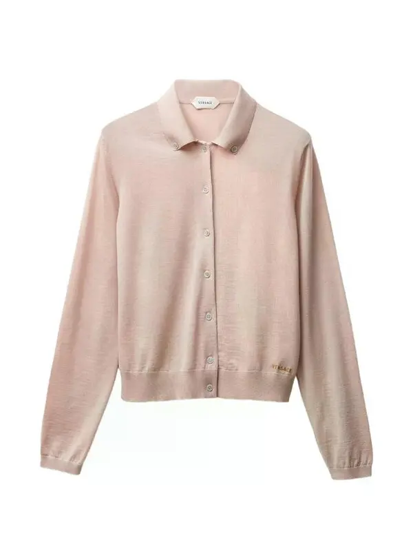 Versace Embroidered Wool Knit Cardigan - Pink