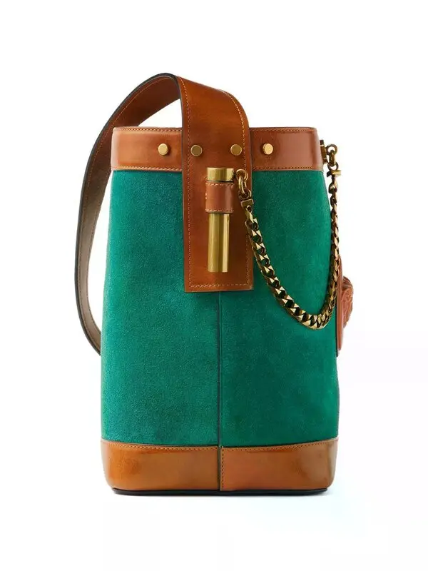Versace Pivot Small Suede Bucket Bag - Green