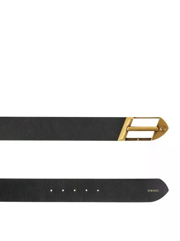 Versace Leather Belt With Medusa Hardware