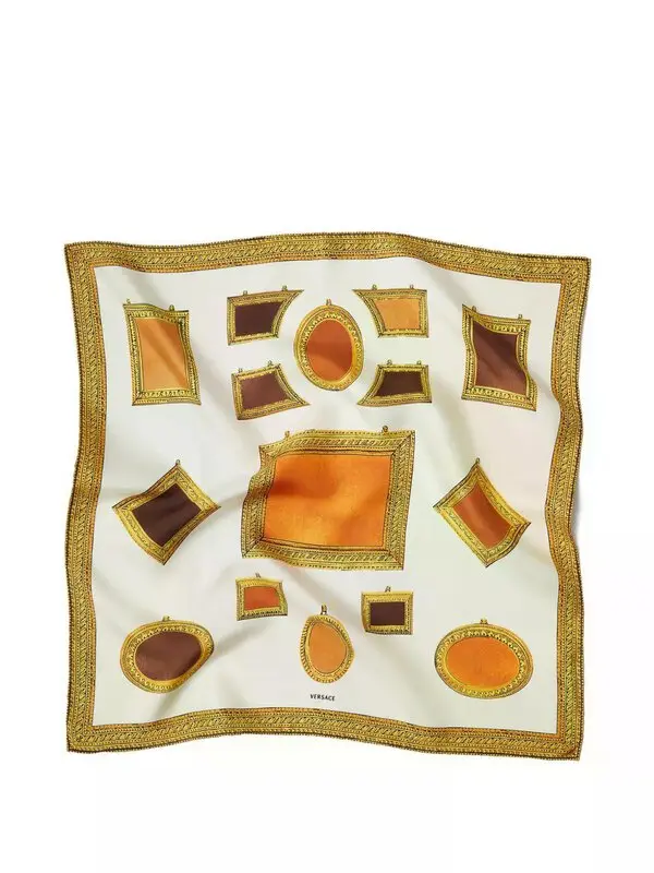Versace Printed Silk Twill Scarf 70 Cm - Neutrals