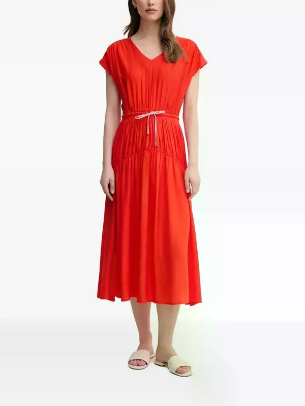 LA PETITE FRANÇAISE V-neck Midi Dress With Drawstring