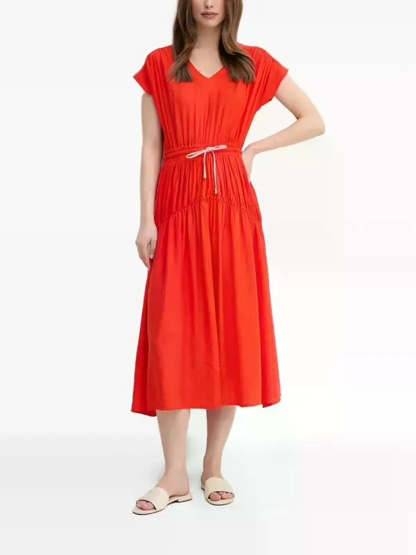 LA PETITE FRANÇAISE V-neck Midi Dress With Drawstring