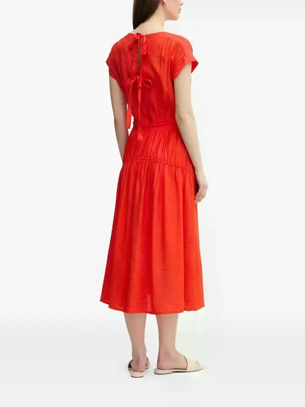 LA PETITE FRANÇAISE V-neck Midi Dress With Drawstring