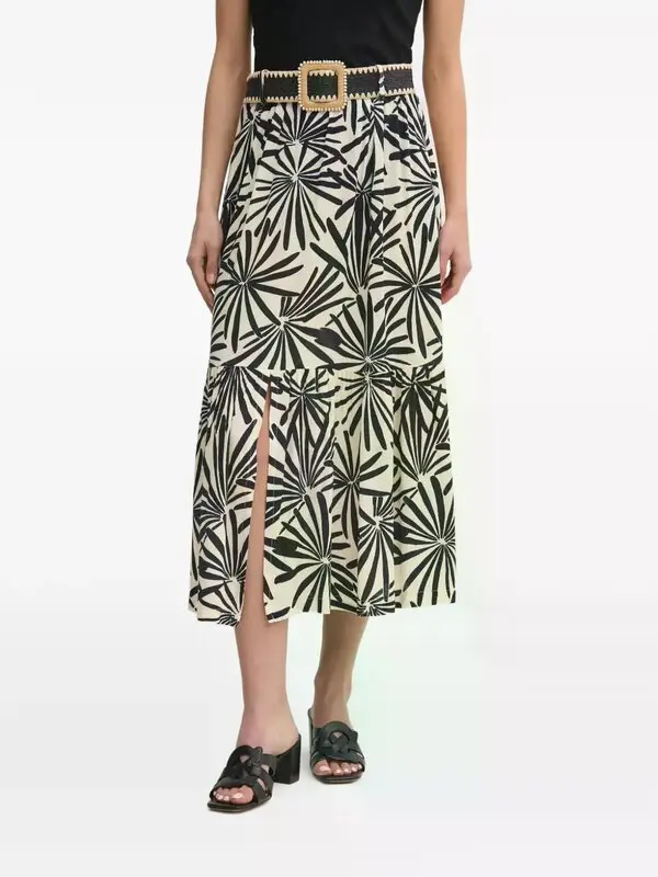 LA PETITE FRANÇAISE Floral-print Tiered Midi Skirt - Neutrals