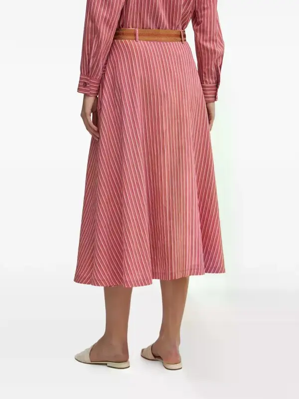 LA PETITE FRANÇAISE Striped Belted Midi Skirt