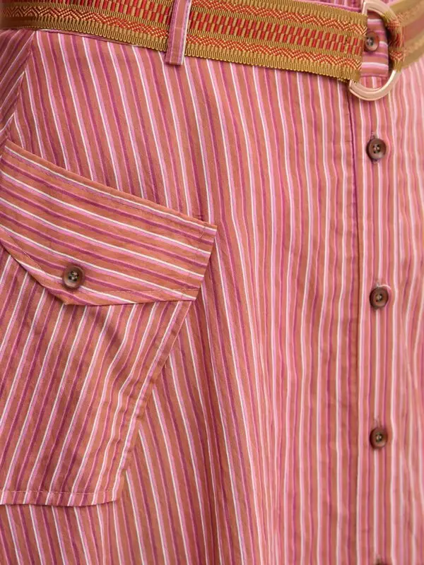 LA PETITE FRANÇAISE Striped Belted Midi Skirt