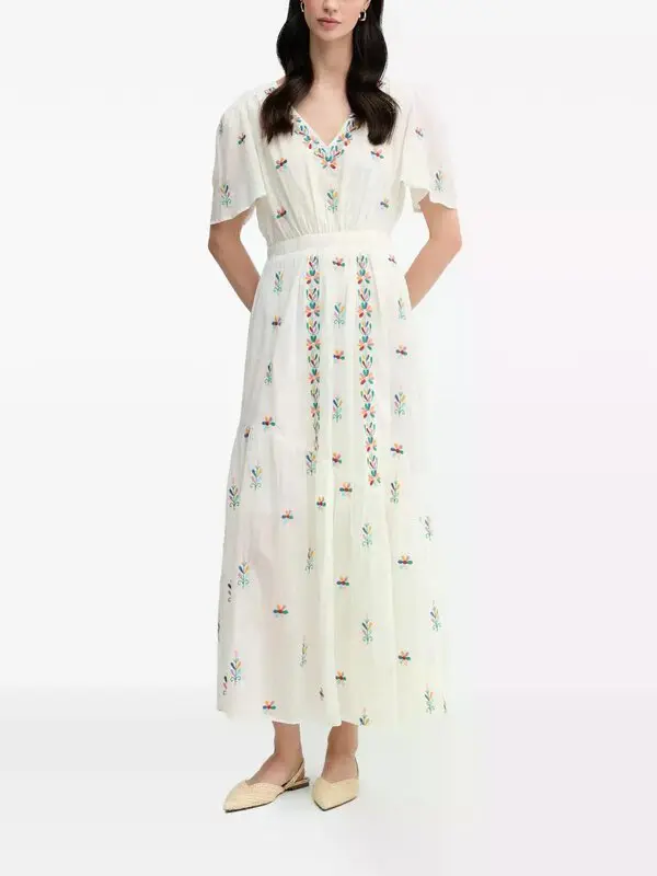 LA PETITE FRANÇAISE Rachele Embroidered V-neck Maxi Dress - Neutrals
