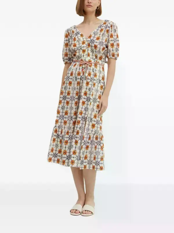 LA PETITE FRANÇAISE Printed Tie Midi Dress