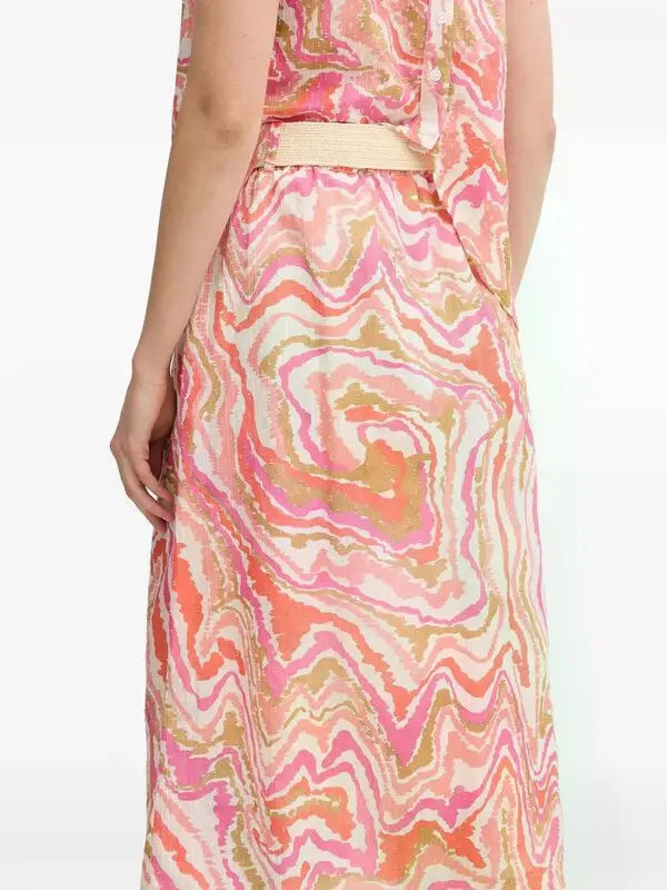 LA PETITE FRANÇAISE Buttoned Printed Midi Skirt