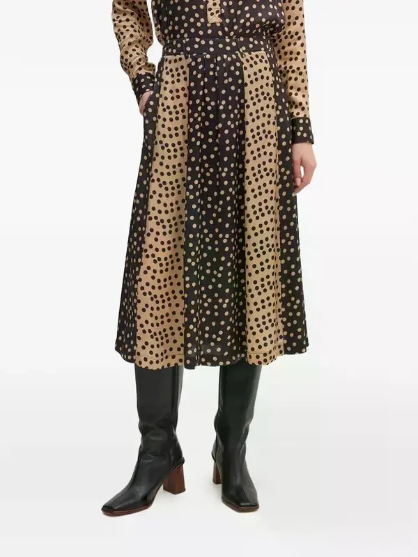 LA PETITE FRANÇAISE Polka-dot Midi Skirt