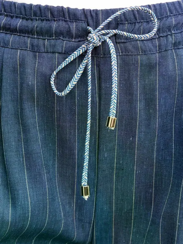 LA PETITE FRANÇAISE Pinstripe Drawstring Shorts