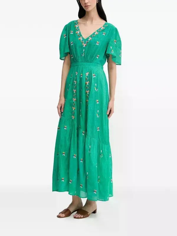 LA PETITE FRANÇAISE Rachele Embroidered V-neck Maxi Dress