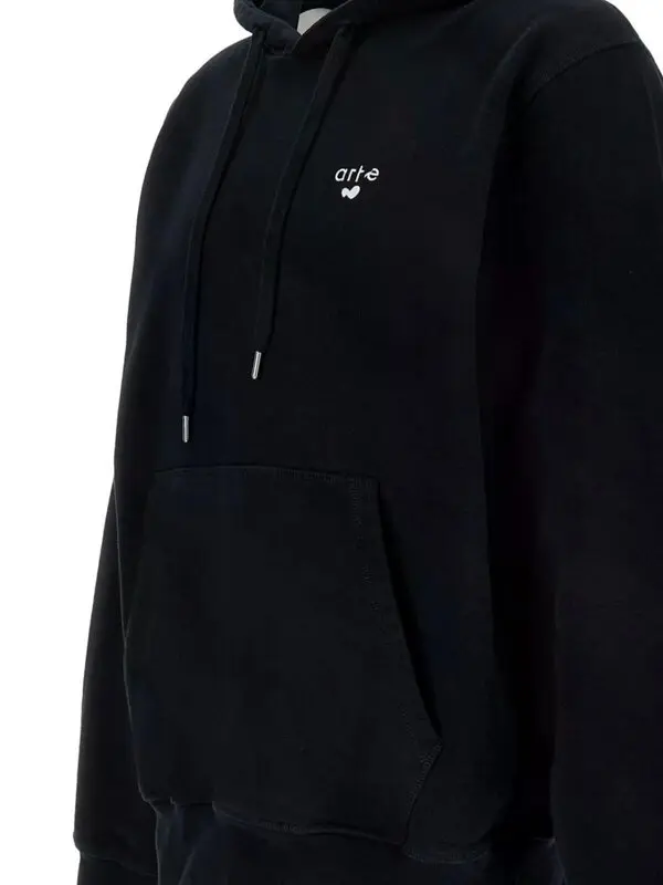 ARTE ANTWERP Logo Embroidered Drawstring Hoodie - Black
