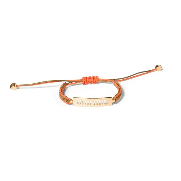 Miu Miu Cotton And Metal Bracelet - Gold/olive/orange