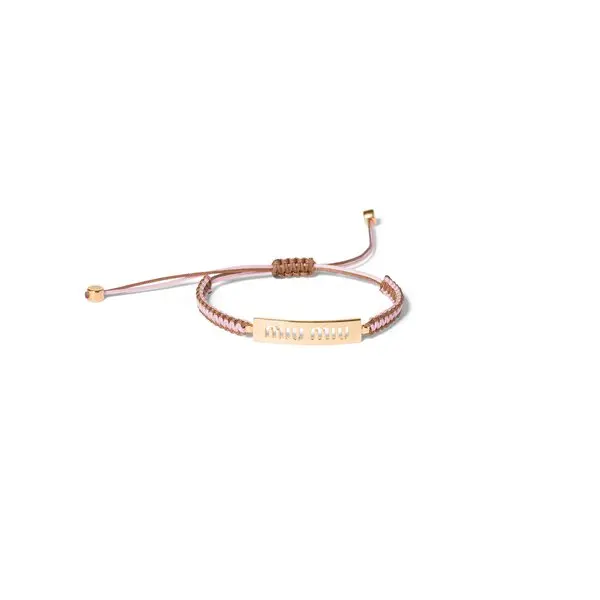 Miu Miu Cotton And Metal Bracelet - Gold/pink/brown