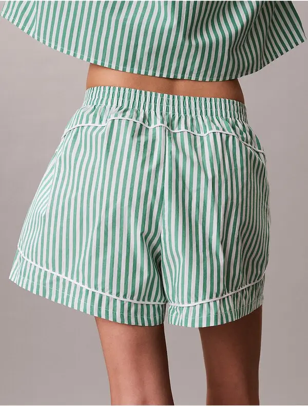 Calvin Klein Cotton Poplin Track Shorts - Penny Stripe Mardi Gras Green