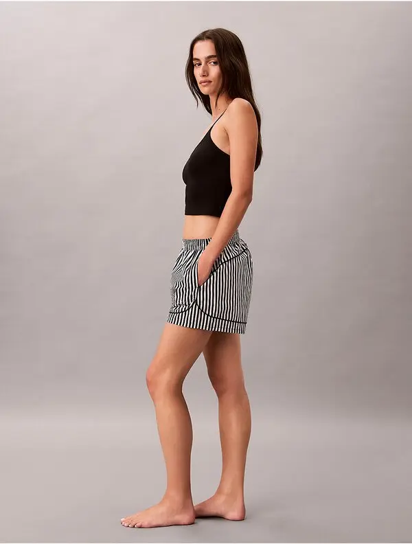 Calvin Klein Cotton Poplin Track Sleep Shorts - Penny Stripe
