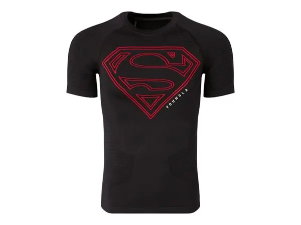 YOUNGLA X Superman Compression Tee Shirt - Black/red