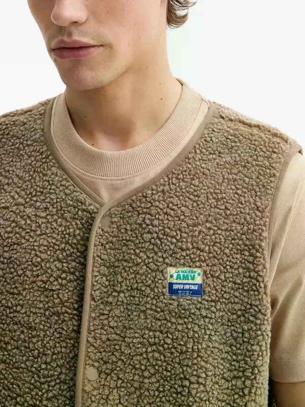 American Vintage Button Sherpa Gilet - Brown
