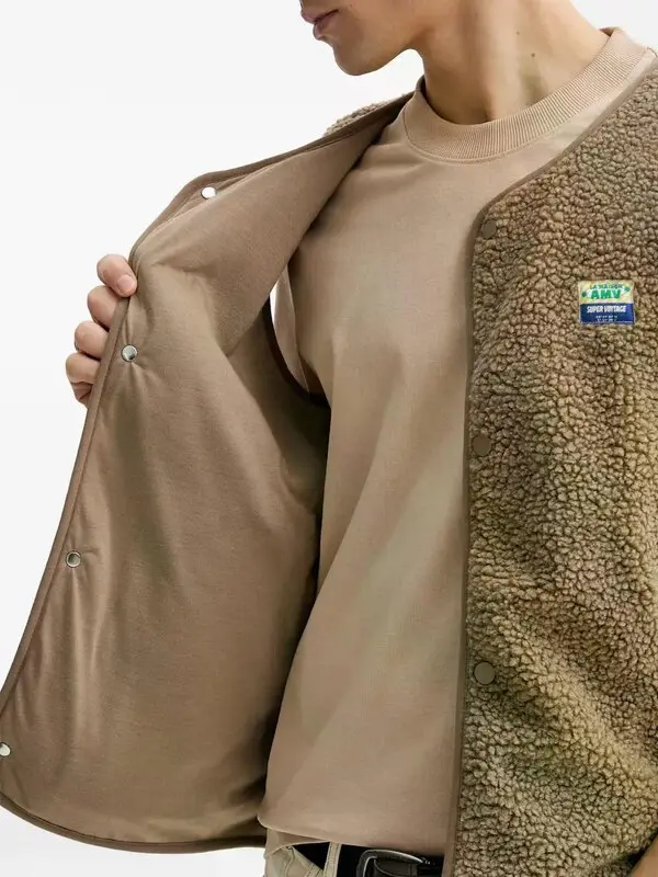 American Vintage Button Sherpa Gilet - Brown